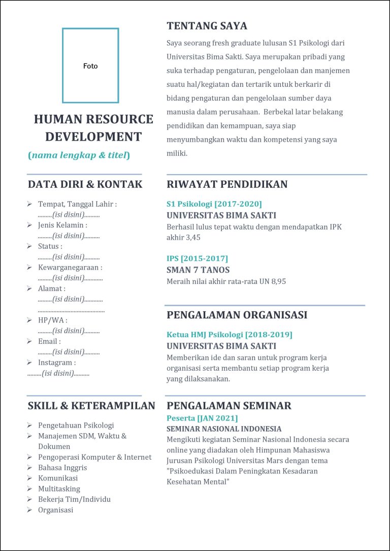 Contoh CV Magang Berdampak, Panduan, Format, dan Tips Menyusun CV untuk ...