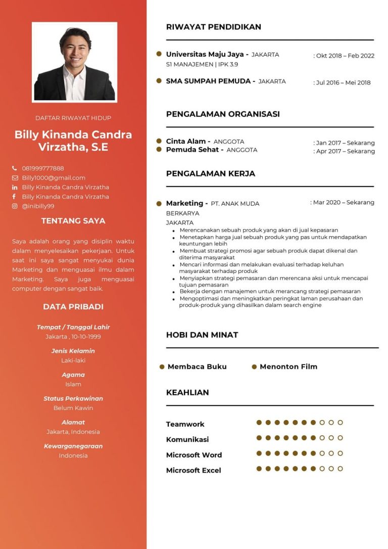 Contoh CV Magang Berdampak, Panduan, Format, dan Tips Menyusun CV untuk ...