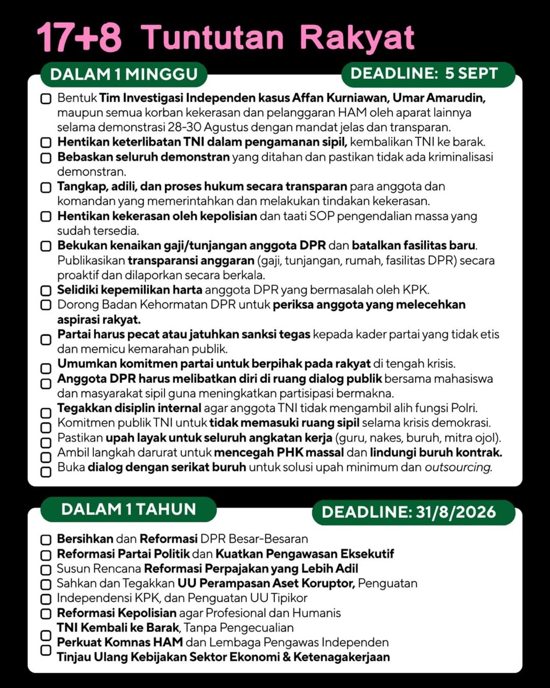 Daftar 17+8 Tuntutan Terbaru yang Ramai Dibicarakan di Media Sosial ...