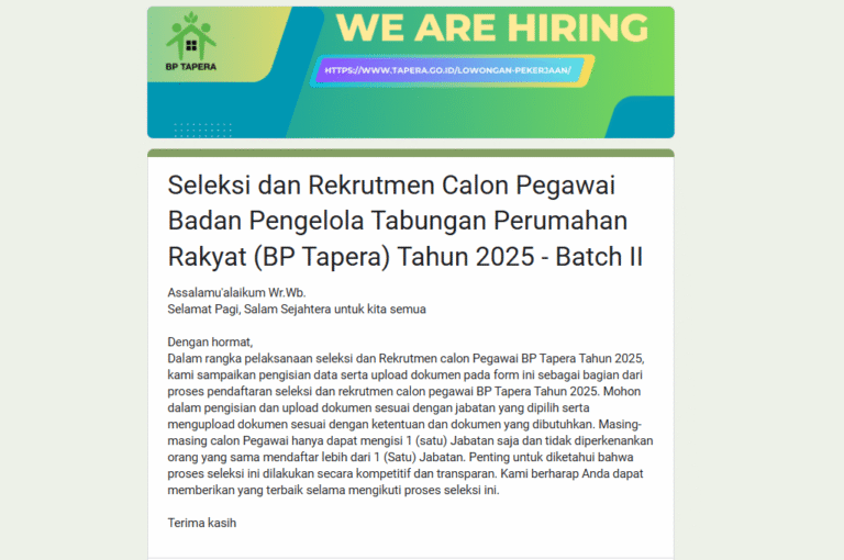 Lowongan Kerja BP Tapera Terbaru: Informasi Pendaftaran, Persyaratan, dan Jadwal Rekrutmen - Gen ...